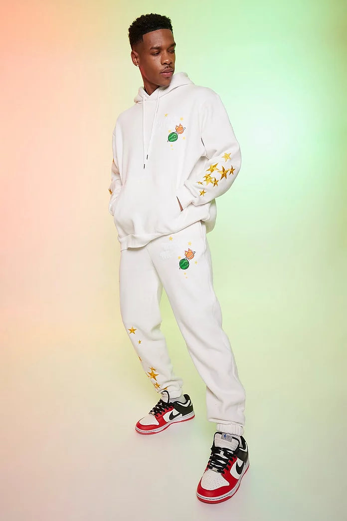 Oversized Globe Graphic Hooded Tracksuit – LondonShop Maroc